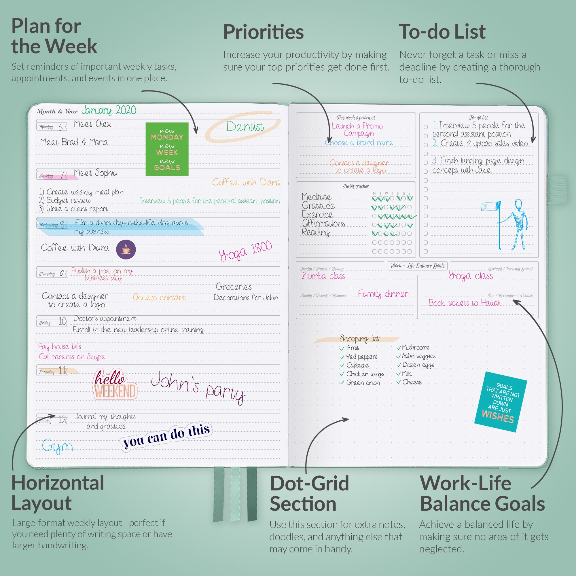 Pro Vertical Hourly Weekly Planner – GoGirl