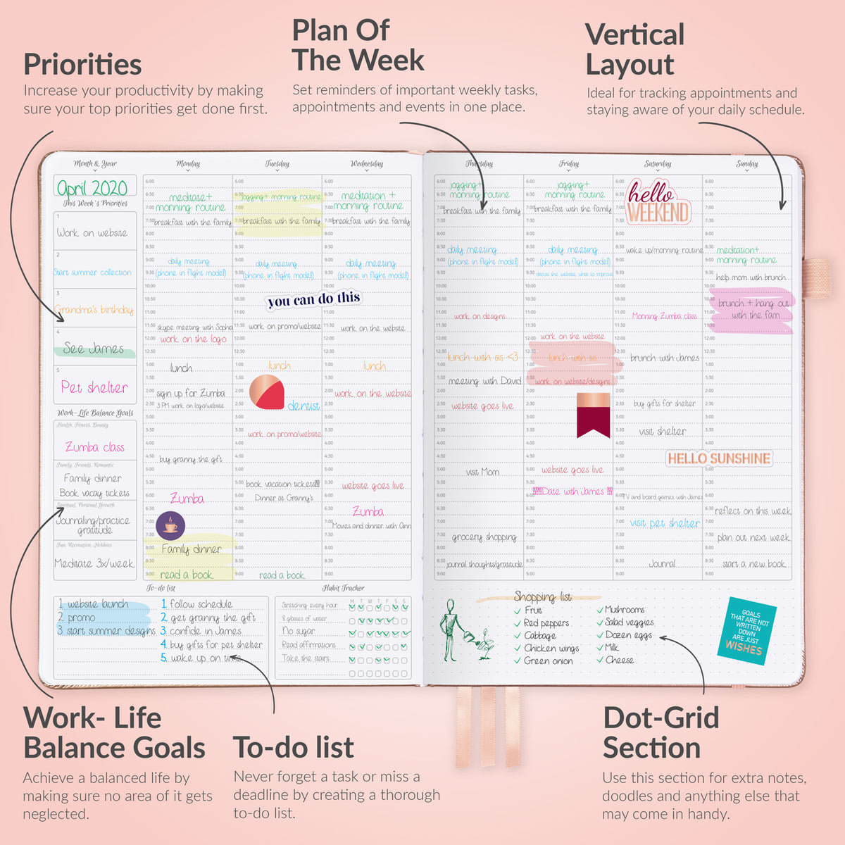 Pro Vertical Hourly Weekly Planner – GoGirl